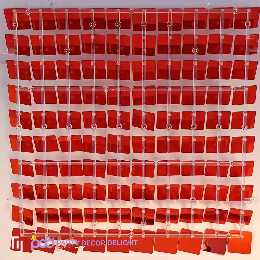 Mirror Red Shimmer Wall, Upgraded with PC Grid Base Frame, Shimmer ...
