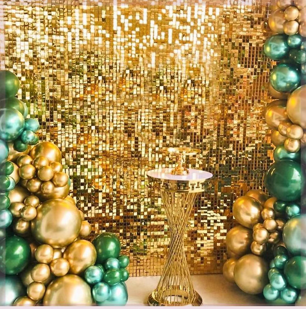 Mirror Gold Shimmer Wall, Upgraded with PC Grid Base Frame, Shimmer ...