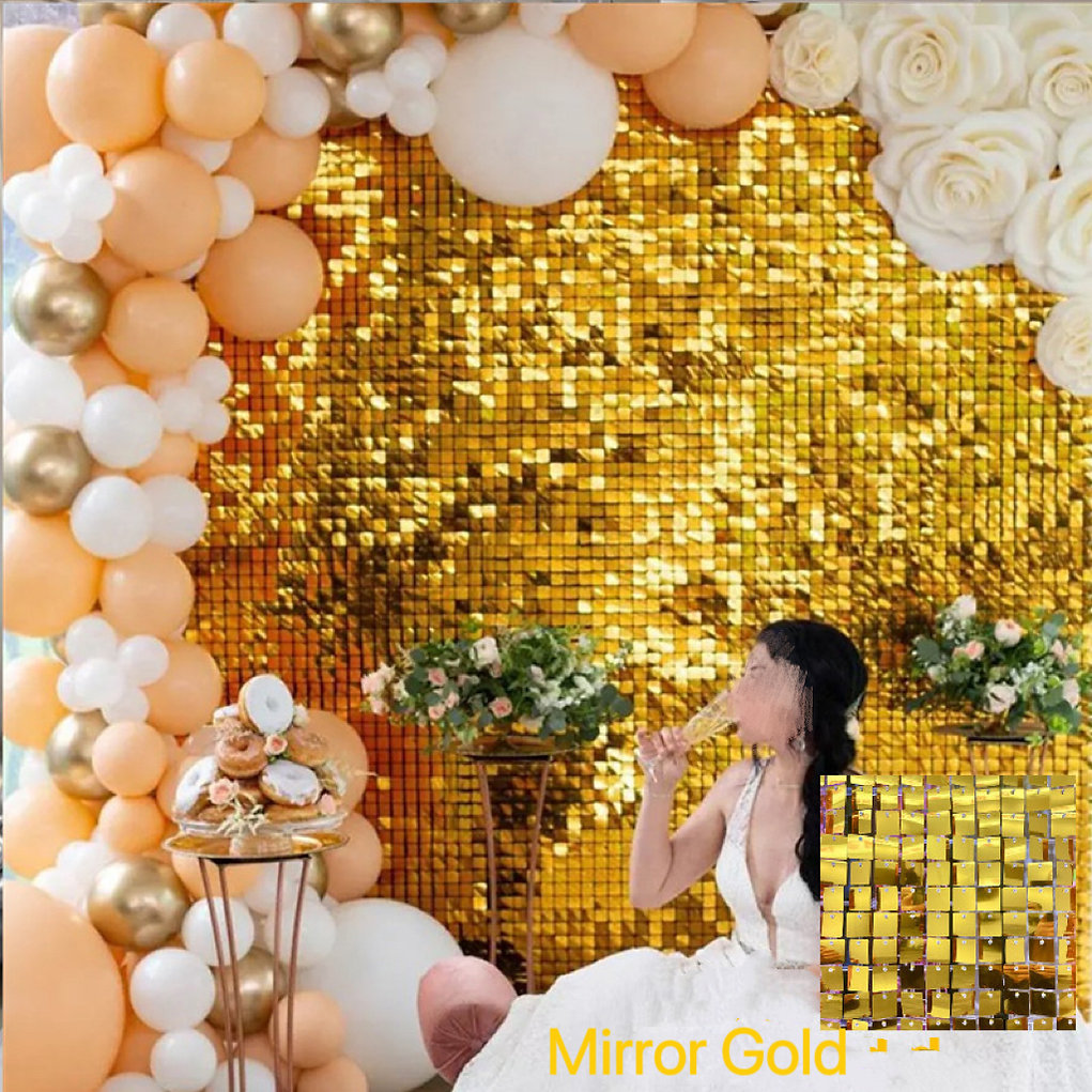 Mirror Gold Shimmer Wall, Upgraded with PC Grid Base Frame, Shimmer ...